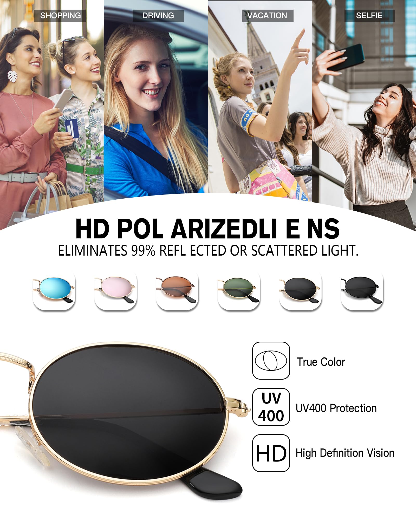 Pro Acme Retro Oval Metal Polarized Sunglasses for Women Men Small Trendy 90s Vintage (Gold/Grey)