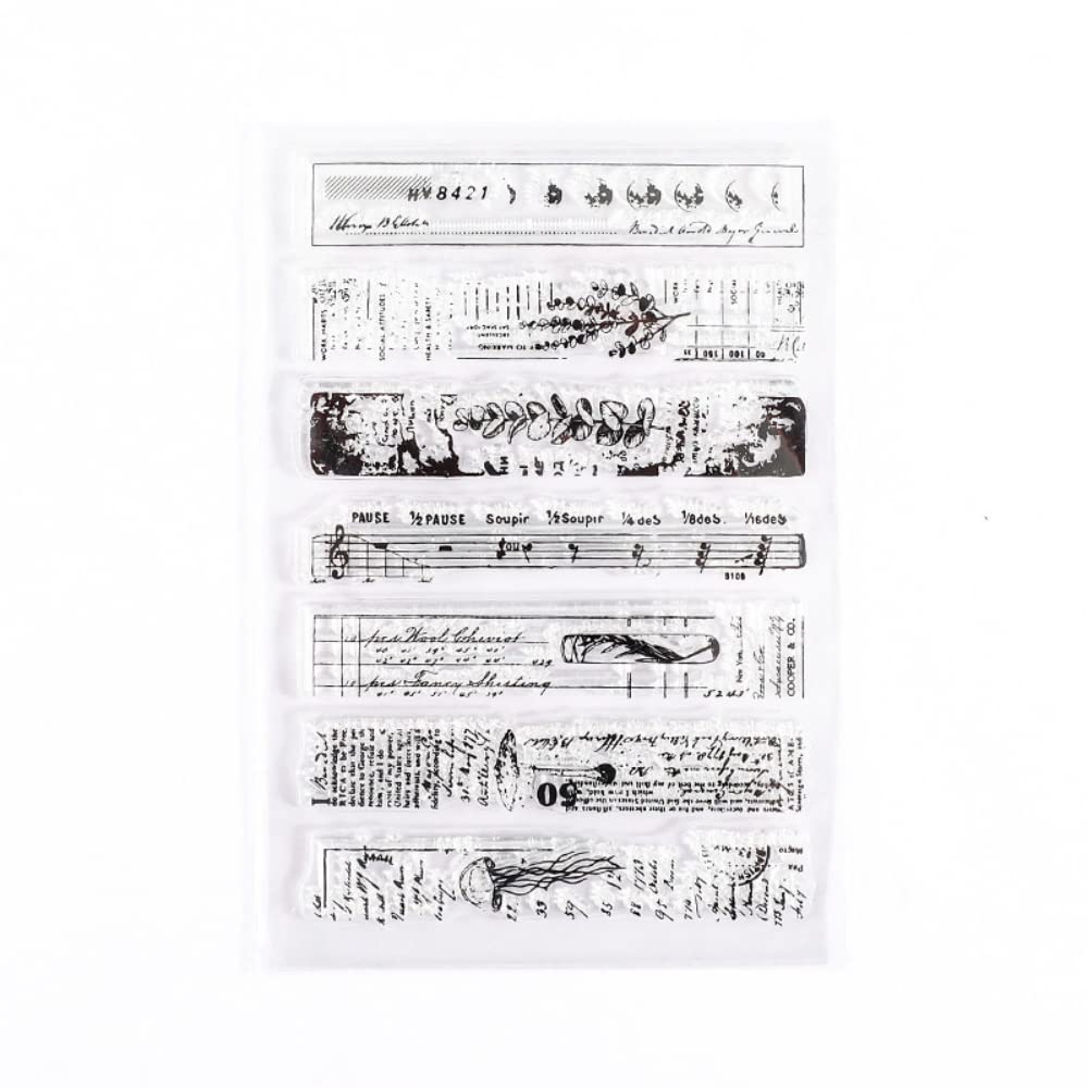 4Sheet Text Number Background Clear Stamps for Card Making Transparent Silicone Stamps Rubber Stamps Seal for DIY Scrap Booking Decoration Album Crafts