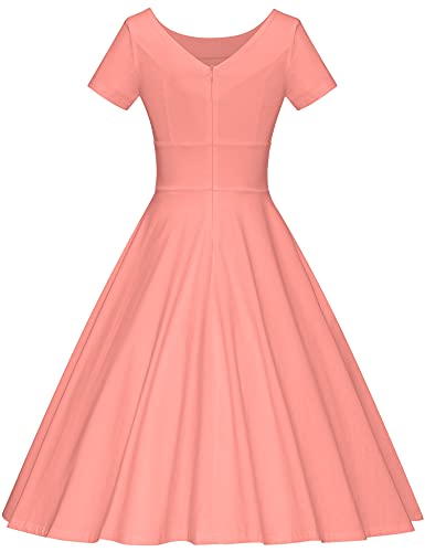 GownTown Women's 1950s Vintage Dresses Cap Sleeves Cocktail Stretchy Dresses with Pocket Red