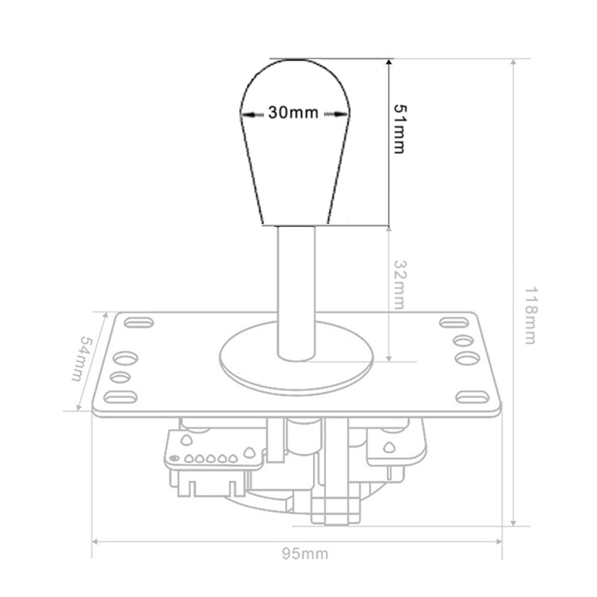 EG STARTS 2X Arcade American Type Ellipse Oval Ball Head Joystick Top Handles for Pac Man Arcade1up Cabinet (Red & Blue)