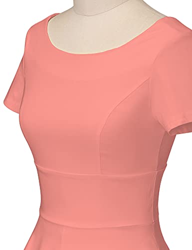 GownTown Women's 1950s Vintage Dresses Cap Sleeves Cocktail Stretchy Dresses with Pocket Red