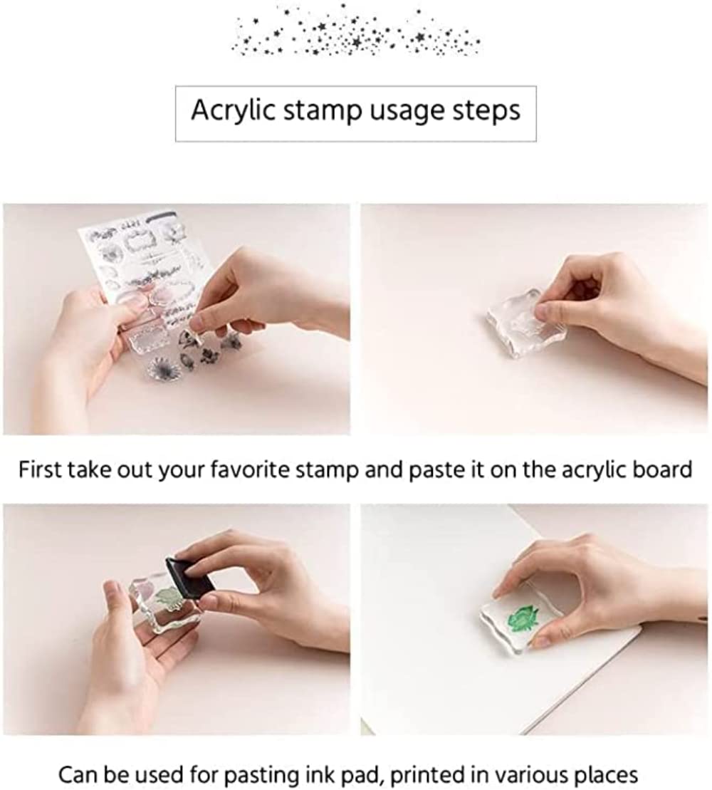 4Sheet Text Number Background Clear Stamps for Card Making Transparent Silicone Stamps Rubber Stamps Seal for DIY Scrap Booking Decoration Album Crafts