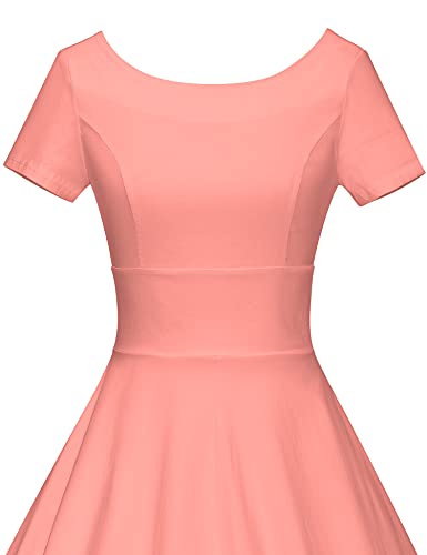 GownTown Women's 1950s Vintage Dresses Cap Sleeves Cocktail Stretchy Dresses with Pocket Red