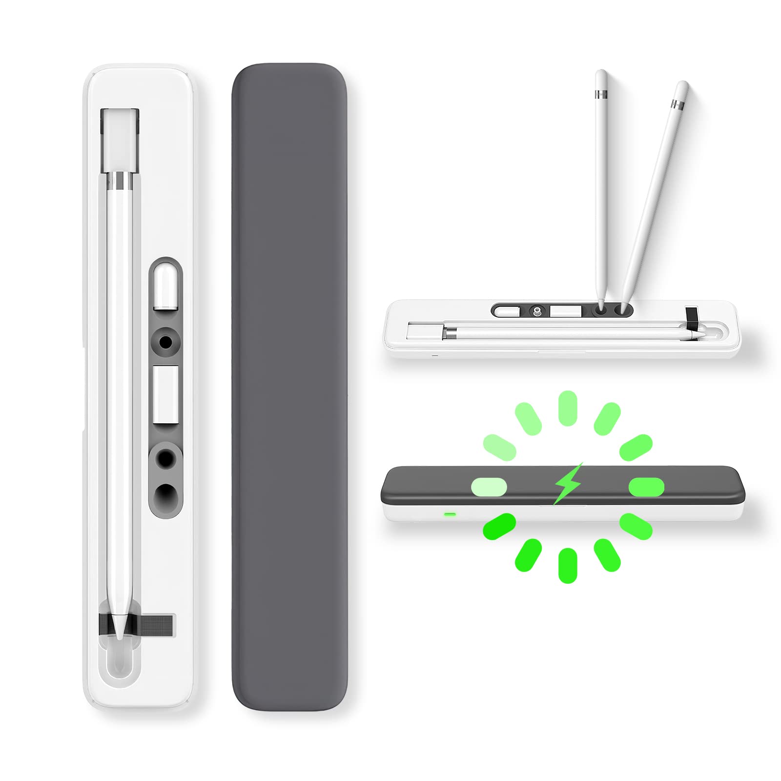 Apple Pencil 1st Generation Case, HAMOPY Wireless Charging Case Compatible with Apple Pencil 1st Generation Only, Magnetic Apple Pencil 1st Gen Charging Carrying Storage Box, Apple Pencil Accessories