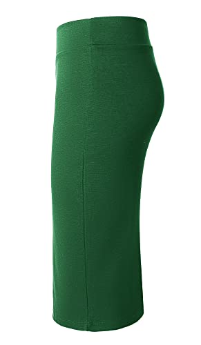 Urban CoCo Women's Elastic Waist Stretch Bodycon Midi Pencil Skirt (as1, Alpha, l, Regular, Regular, Emerald Green)