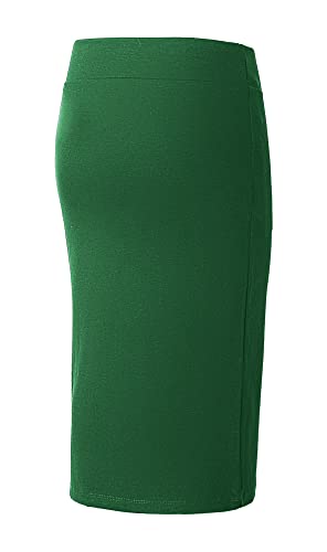 Urban CoCo Women's Elastic Waist Stretch Bodycon Midi Pencil Skirt (as1, Alpha, l, Regular, Regular, Emerald Green)