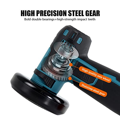 Weytoll 12V Cordless Brush Angle Grinder Kit, Grinding Disc 3/76mm, 19500rpm Electric Grinding Tool Mini Grinder Handheld Cutter with 2pcs 12V1300mAh Batteries and 6 Cutting Discs, Blue