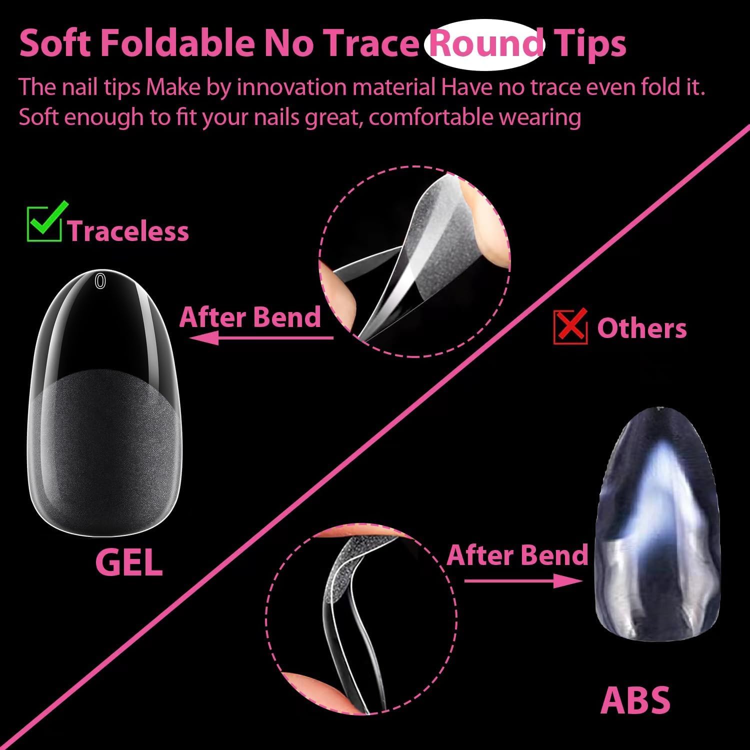 UNA GELLA Oval Fake Nails Pre-shape 504pcs Almond Gel Nail Tips Round Almond Press on Nails for Full Cover Acrylic Round Oval Full Nails False Nails 12 Sizes False Soft Gel Tips