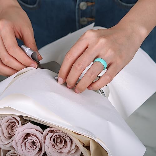 Egnaro Inner Arc Ergonomic Breathable Design, Silicone Rings for Women with half sizes, Women's Silicone Wedding Band,5mm Wide-2mm Thick