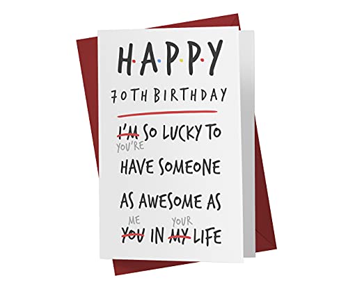 70th Birthday Card - You Are Lucky 70th Anniversary Card For Father, Mother, Brother, Sister, Mom, Dad, Friend - 70 Years Old Birthday Card - Happy 70th Birthday Card - With Envelope