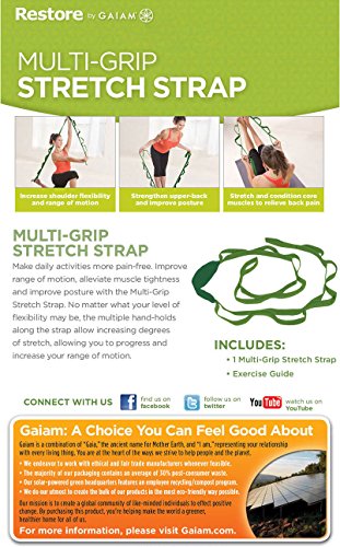 Gaiam Restore Multi-Grip Stretch Strap, Green