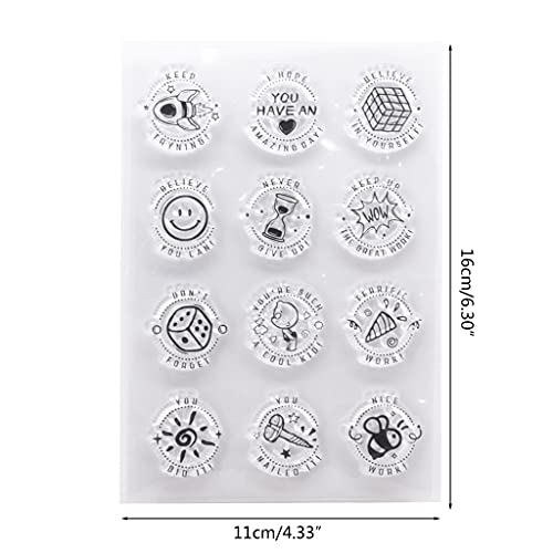 ljhnba Exquisite Encourage Silicone Clear Stamp Small Pattern Background Rubber Seal Transparent Stamper for DIY Scrapbooking Transparent Stamper for Card Making