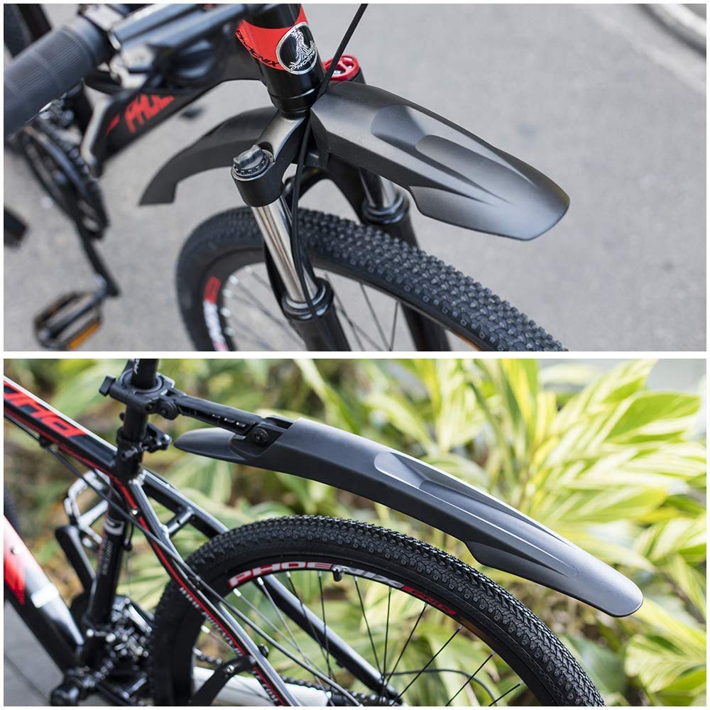 Noheiwur Adjustable Bicycle Mudguard Set Mountain Bike Fenders Rear Mudgaurds Set for Road Bikes Fits 26", 27.5", 29",Weight 7.2 Ounces