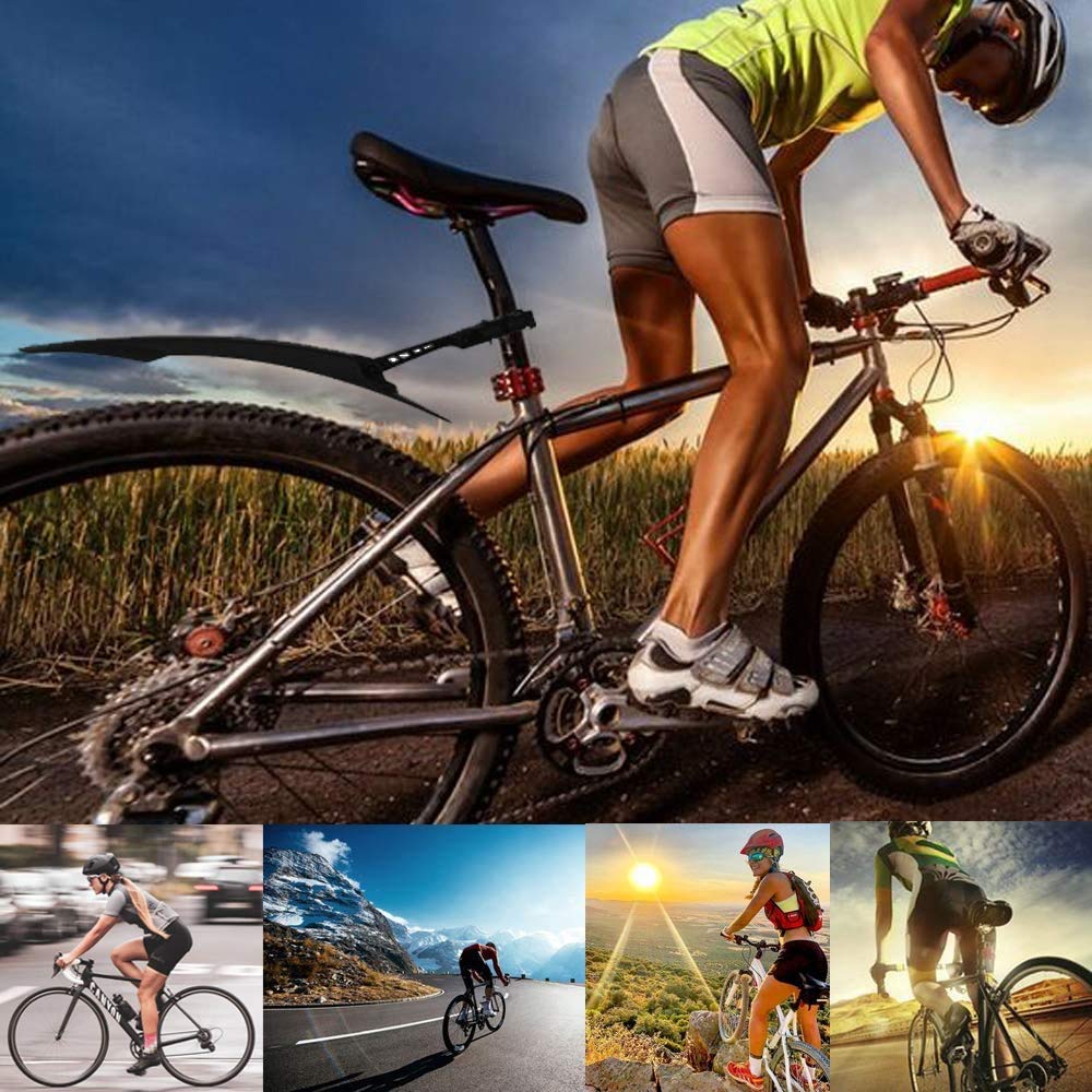 Noheiwur Adjustable Bicycle Mudguard Set Mountain Bike Fenders Rear Mudgaurds Set for Road Bikes Fits 26", 27.5", 29",Weight 7.2 Ounces
