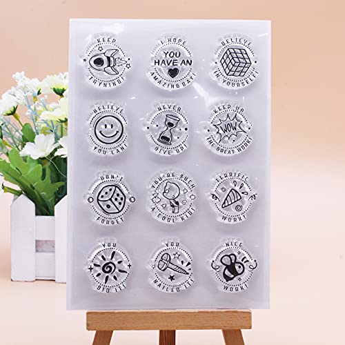 ljhnba Exquisite Encourage Silicone Clear Stamp Small Pattern Background Rubber Seal Transparent Stamper for DIY Scrapbooking Transparent Stamper for Card Making