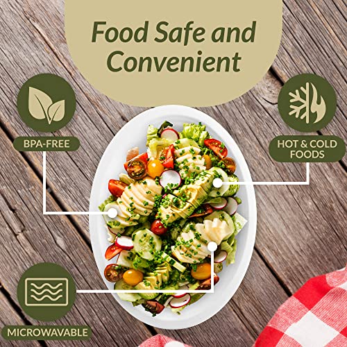 Reli. Compostable Oval Paper Plates, 12 Inch (125 Count) | White, Large Paper Plates | Heavy Duty, Disposable | Disposable Platters (12x10) | Made of Sugarcane Fibers, Bagasse- Biodegradable