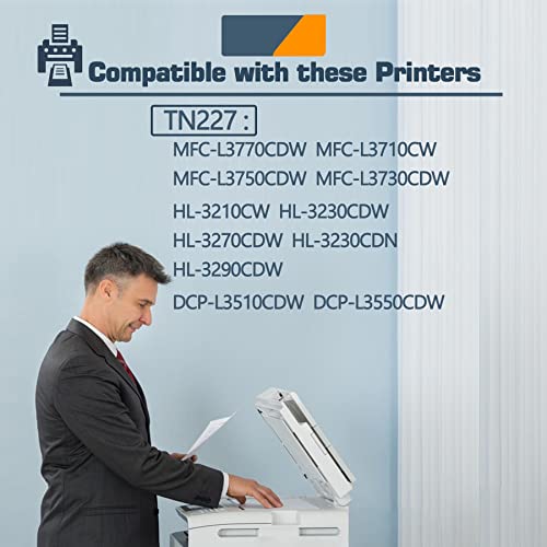 TN227 Compatible TN-227BK TN-227C TN-227Y TN-227M High Yield Toner Cartridge Replacement for Brother TN-227 MFC-L3770CDW MFC-L3710CW HL-3210CW DCP-L3510CDW Toner.(1BK+1C+1Y+1M)