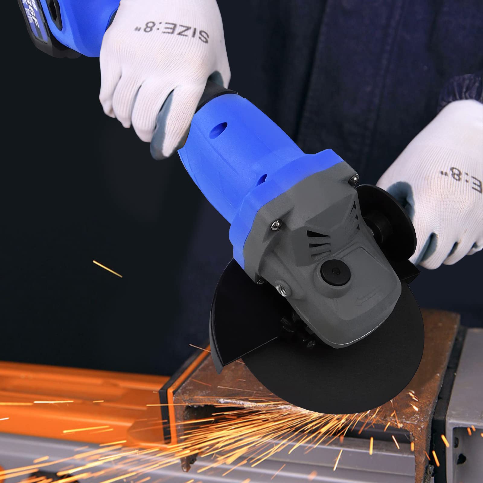 Cordless Angle Grinder,21V,Brushless Motor,10000 RPM, with 3.0Ah Lithium Battery, Charger,Cutting and Grinding Wheels,Flap Disc