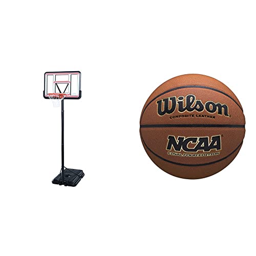 Lifetime Pro Court Height Adjustable Portable Basketball System, 44 Inch Backboard, Red/White & Wilson Sporting Goods Wilson NCAA Final Four Edition Basketball, Official - 29.5",WTB1233