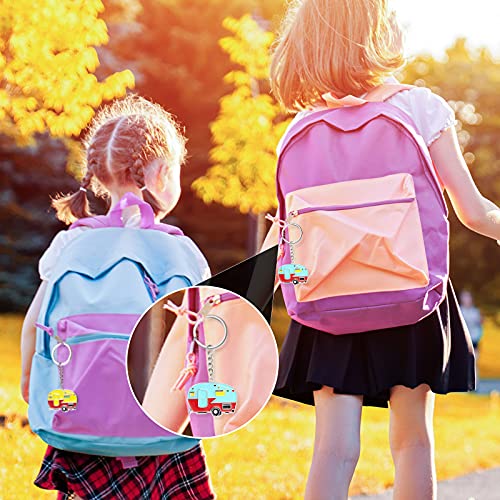Hicarer Camper Keychain Camper Accessories for Travel Trailers Retro Camping RV Keychain Set for Travel (8 Pieces)