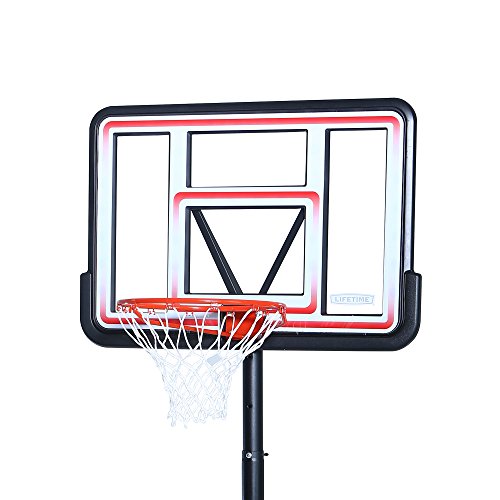 Lifetime Pro Court Height Adjustable Portable Basketball System, 44 Inch Backboard, Red/White & Wilson Sporting Goods Wilson NCAA Final Four Edition Basketball, Official - 29.5",WTB1233