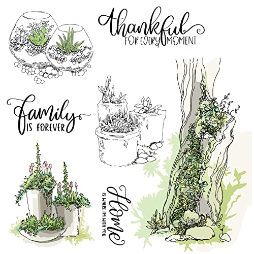 Silicone Seal Stamp Flower Pot Clear Stamps for DIY Scrapbooking Card Making Embossing Photo Album Paper Rubber Stamps-4