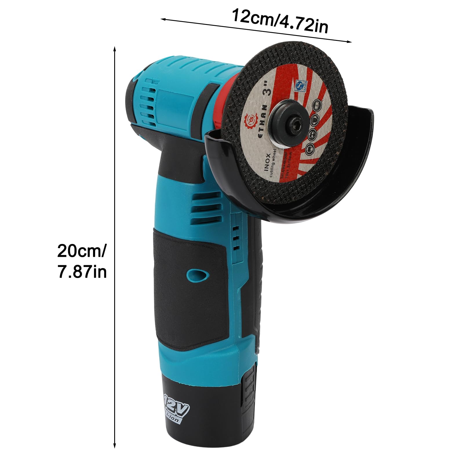 GIFZES 12V Cordless Angle Grinder Kit,3-Inch Battery Powered Angle Grinder Brushless,19500rpm Electric Grinding Tool Mini Grinder Handheld Cutter with 2pcs 1500mAh Batteries and 2 Cutting Discs