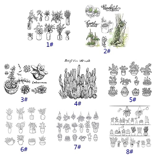 Silicone Seal Stamp Flower Pot Clear Stamps for DIY Scrapbooking Card Making Embossing Photo Album Paper Rubber Stamps-4