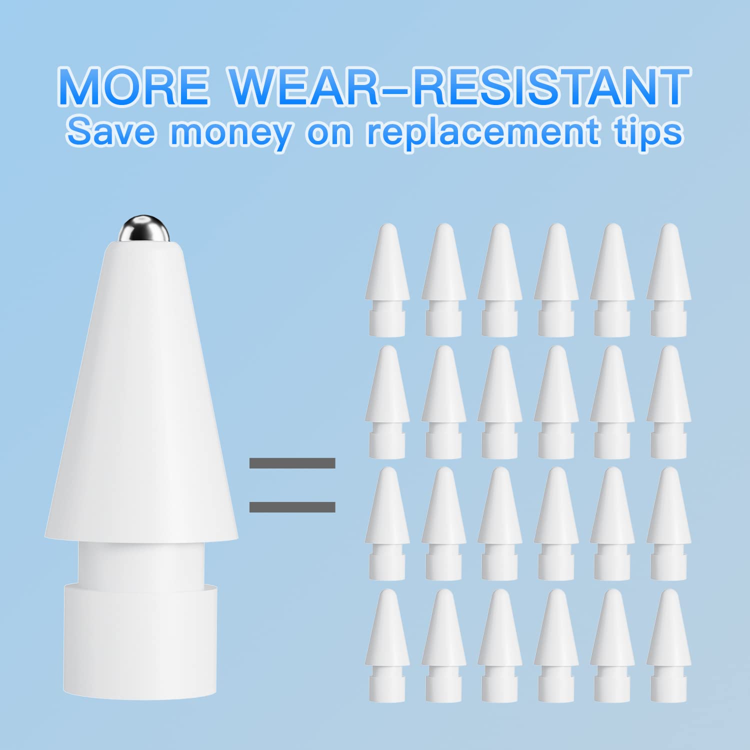 Apple Pencil Replacement Tips - Qreninv Upgraded Nibs Compatible with Apple Pencil 1st/2nd Generation, Precise Control, Penlike Metal Nib Wear [2 Pack]