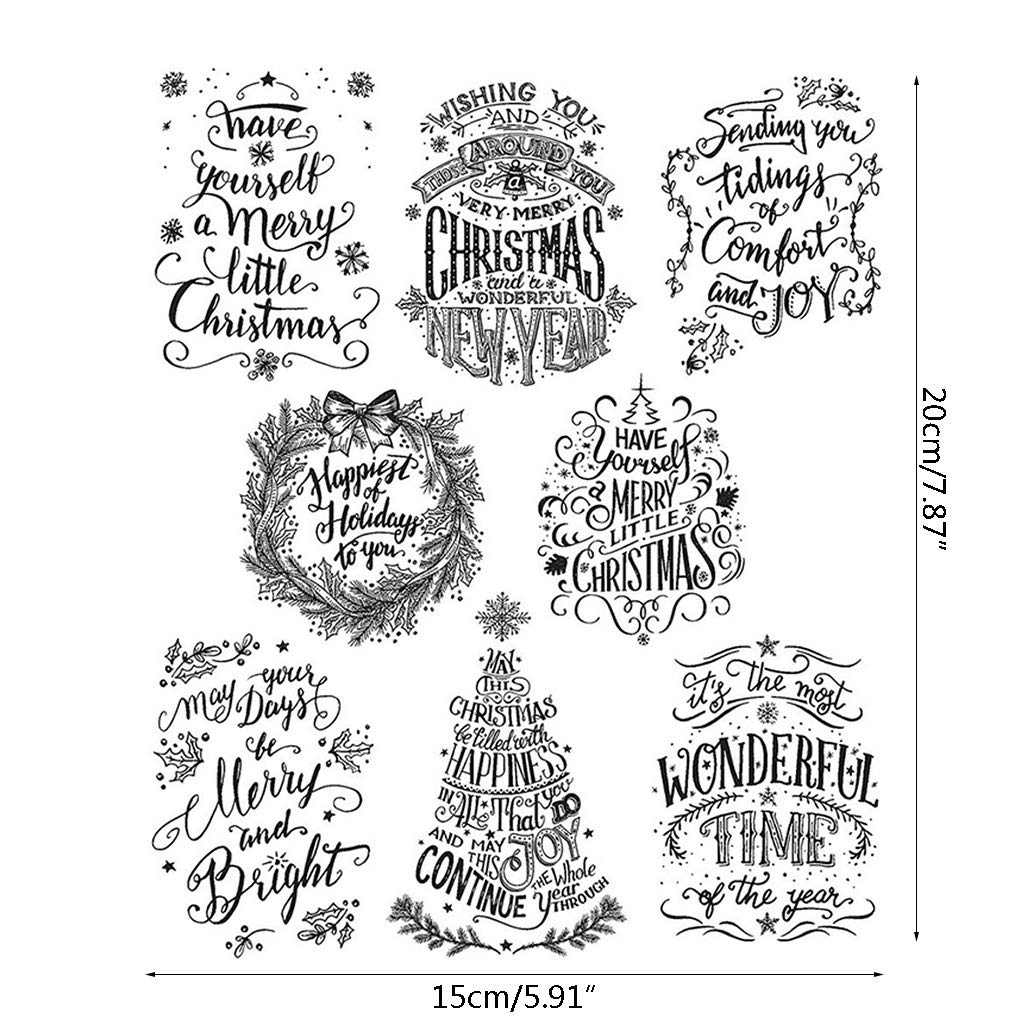 Christmas Blessings Transparent Stamp Clear Silicone Rubber Seal Stamping Tool Wonderful Gift for Children Teen Boy Girl Silicone Sheets for Crafts