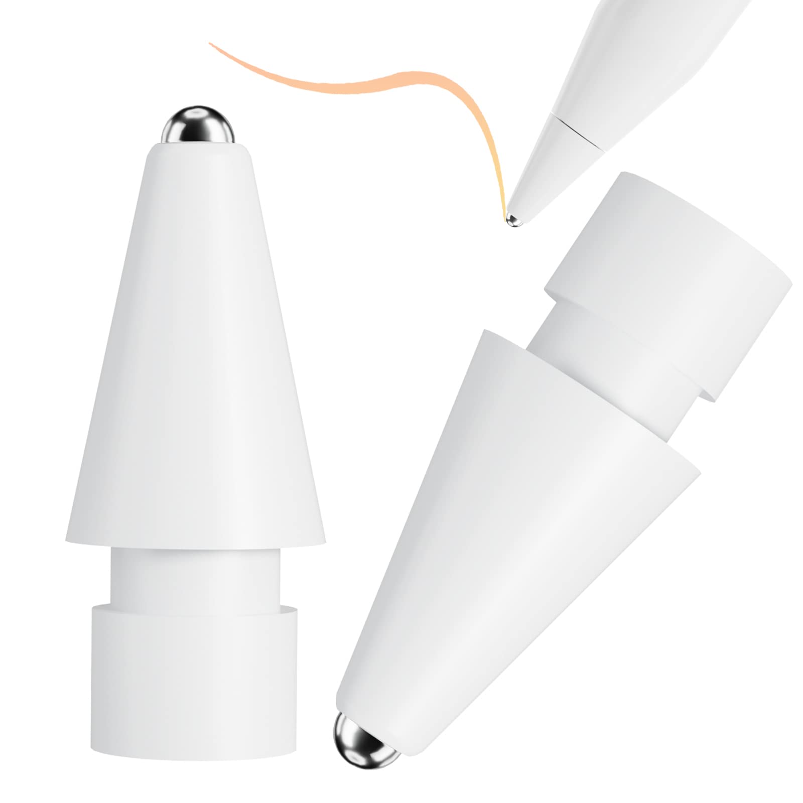 Apple Pencil Replacement Tips - Qreninv Upgraded Nibs Compatible with Apple Pencil 1st/2nd Generation, Precise Control, Penlike Metal Nib Wear [2 Pack]