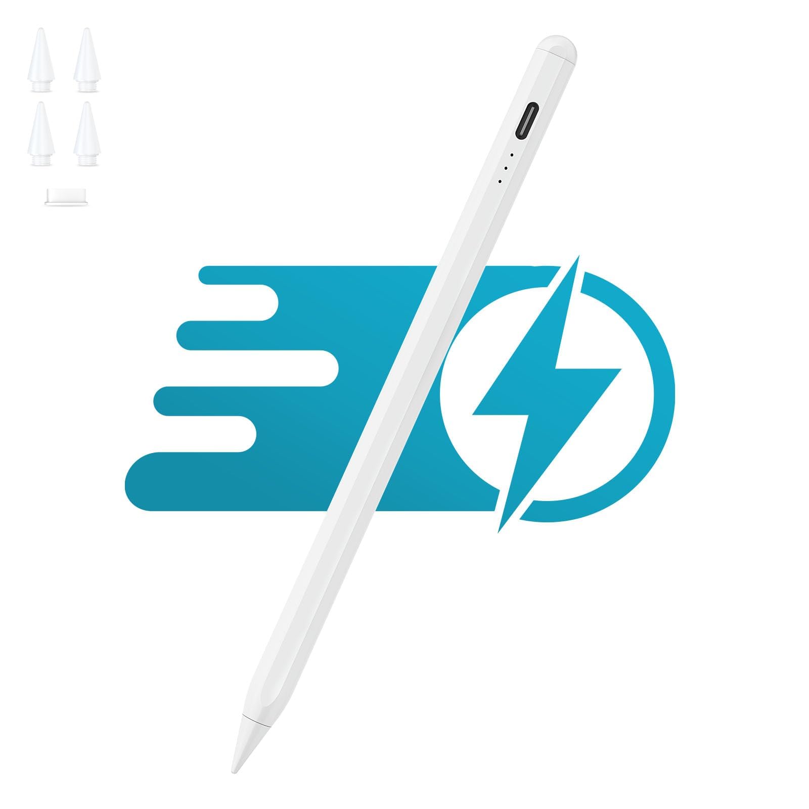 Stylus Pen for iPad Pencil 2nd Generation 5-10Mins Fast Charging, Stylus Pen Compatible with iPad 2018-2023 iPad Drawing Writing, Anti-Palm Mis-Touch, Tilt Sensitivity, Magnetic Design