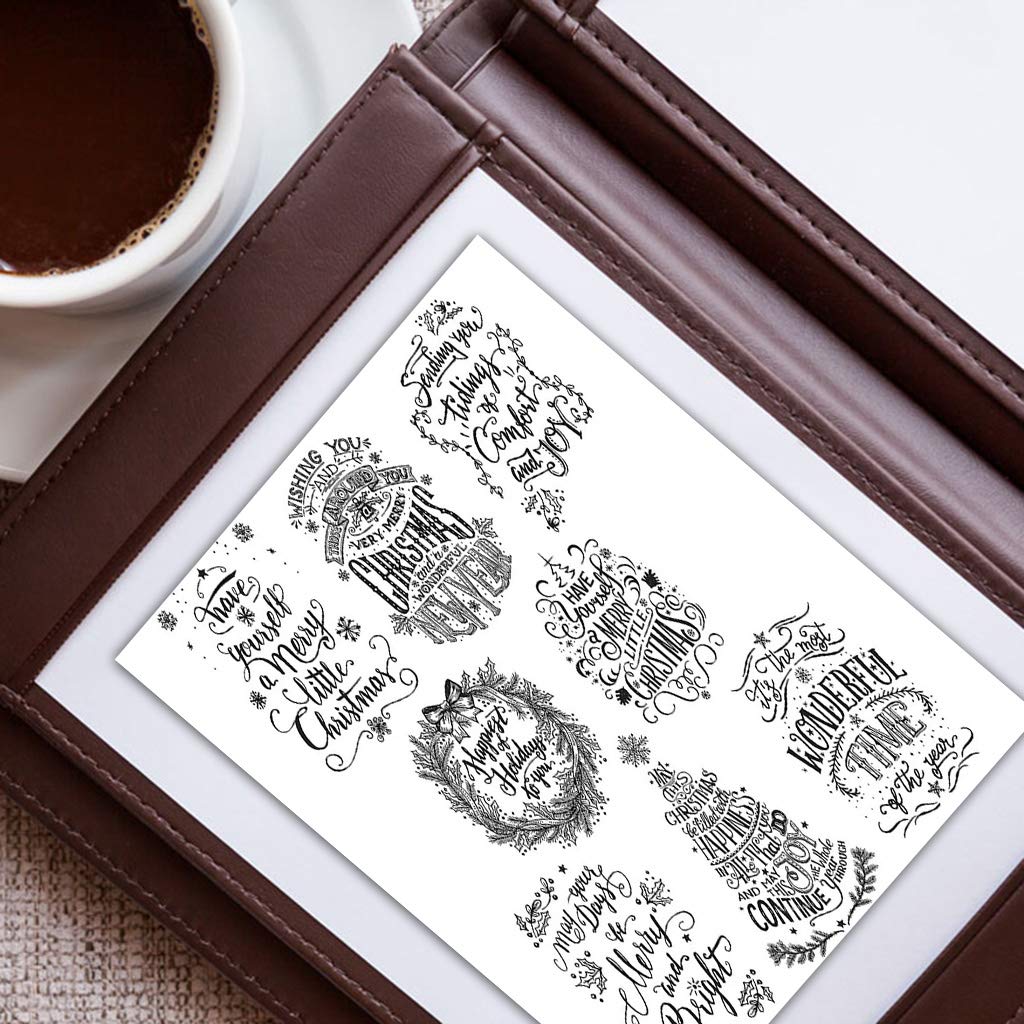 Christmas Blessings Transparent Stamp Clear Silicone Rubber Seal Stamping Tool Wonderful Gift for Children Teen Boy Girl Silicone Sheets for Crafts