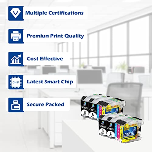 DOUBLE D Upgraded LC20E Compatible Replacement for Brother LC20E LC-20E XXL Ink Cartridges for Brother MFC-J985DW J775DW J5920DW J985DWXL Printer (5BK+3C+3M+3Y) 14 Pack-Updated Version