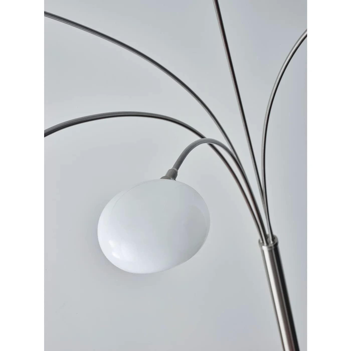 Adesso 3346-22 Luna Arc Lamp, 86 in, 5 x 40W Candelabra, Brushed Steel, 1 Floor Lamp , White