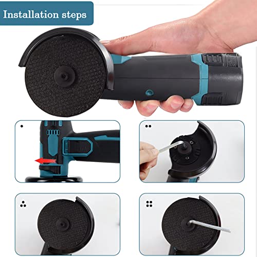 YInonma Angle Grinder, 12V Cordless Brush Angle Grinder Kit, Ginding disc 3 Inch/76mm, Lightweight Angle Grinder Tool w/ 2PCS 1300mAh Lithium-Ion Battery & Char-ger, Ergonomic Button Position for R