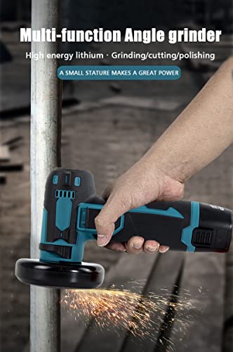 YInonma Angle Grinder, 12V Cordless Brush Angle Grinder Kit, Ginding disc 3 Inch/76mm, Lightweight Angle Grinder Tool w/ 2PCS 1300mAh Lithium-Ion Battery & Char-ger, Ergonomic Button Position for R