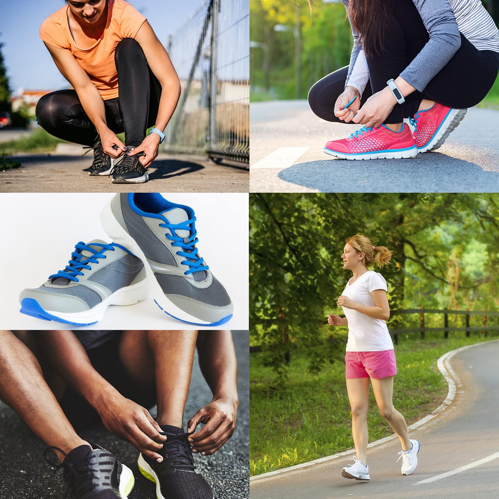Puzeam 2 Pairs Oval Athletic Shoelaces 30 Colors 1/4" Half Round Shoe Laces for Sneakers - Black 60