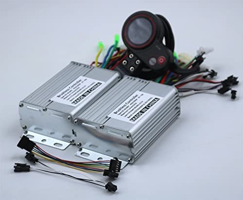 Bike Fender Dual Drive 36/48/60V 450/500W BLDC Electric Scooter Controller E-Bike 2 pcs brushless Speed Driver and 1Pcs LCD Display one Set Mud Guards (Color : 36V Set)