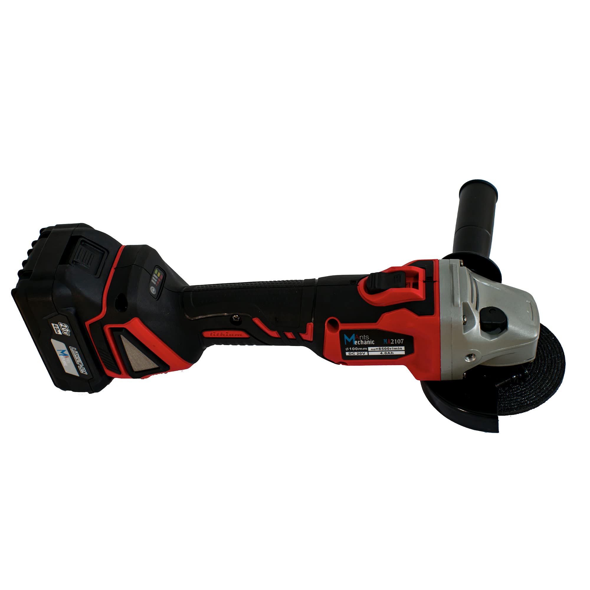 MechanicAnts 20V Cordless Angle Grinder, fit 4" discs with 5/8" arbor hole (M10 x 1.5mm thread shank),Metal & wood Cut Off Tool/Polish Tool With 4.0Ah Battery & Quick Charger