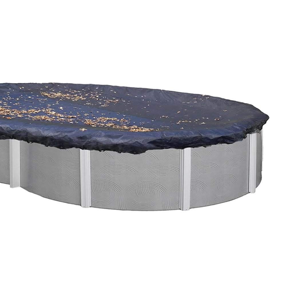 Swimline Heavy Duty 18 by 33 Foot Oval Laminated Plastic Woven with Thick Polyethylene Stitching Winter Pool Cover for Above Ground Pools, Blue