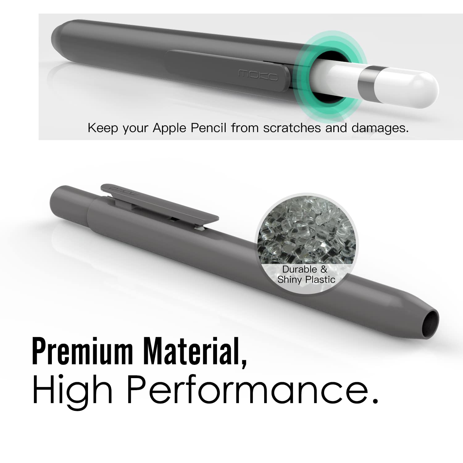MoKo Holder Case for Apple Pencil 1st Generation, Retractable Apple Pencil 1st Case Protective iPad Pencil Sleeve Skin Cover with Clip - Dark Gray