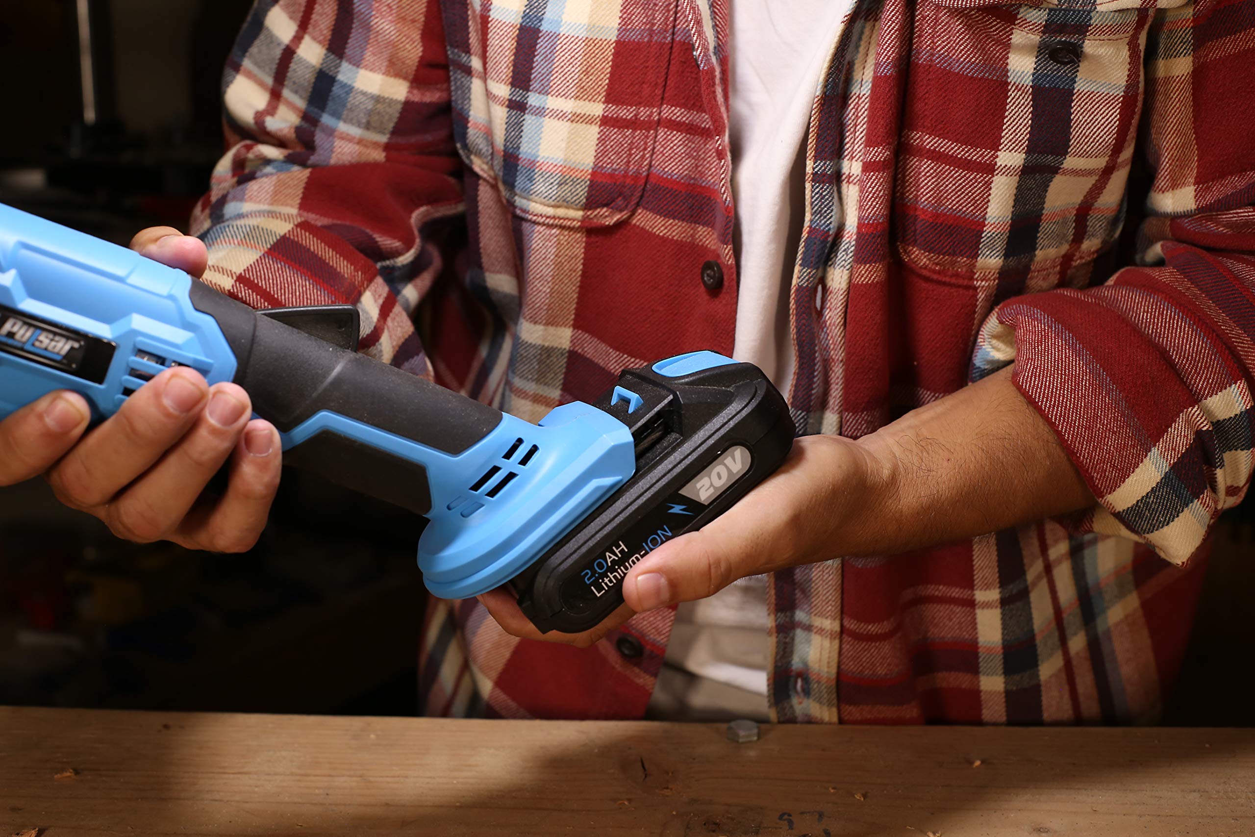 Pulsar 20V Cordless 2.0Ah Lithium-Ion 4 ½” Angle Grinder with Added Grinding Disc & Spanner Wrench, PT2620