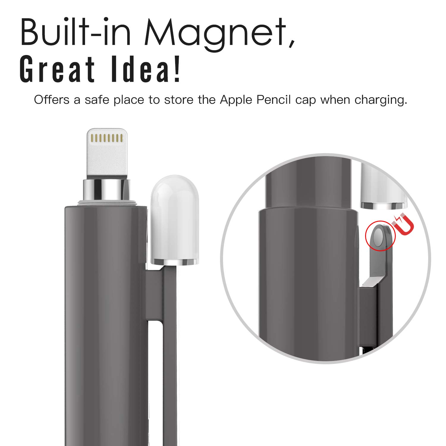 MoKo Holder Case for Apple Pencil 1st Generation, Retractable Apple Pencil 1st Case Protective iPad Pencil Sleeve Skin Cover with Clip - Dark Gray