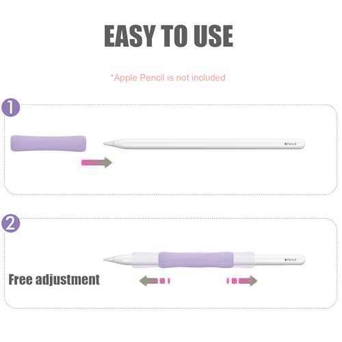 3 Pack Grips Case for Apple Pencil 2nd Generation/ 1st Gen, Support iPad Magnetic Charging, Sensitive Double Click, SIXFU Regular Stylus Grips Anti Roll Soft Cover for iPencil (Pink, Purple,White)