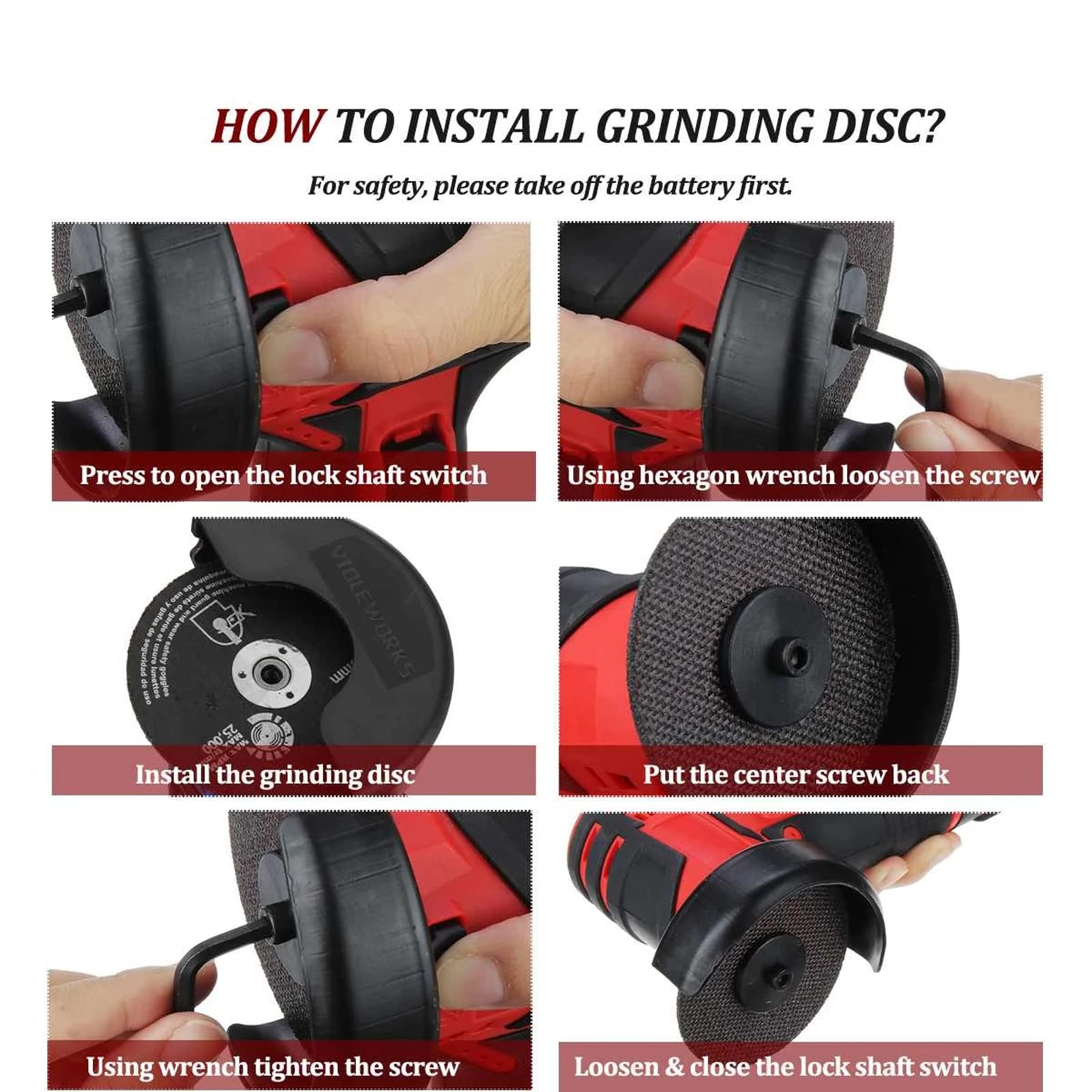 Boyuan 3 Inch Cordless Angle Grinder, 12V Mini Cordless Metal Cutter Machine, with 2.0Ah Li-Ion Battery & Charger, Battery Grinder Tool for Grinding Cutting,2pcs Battery