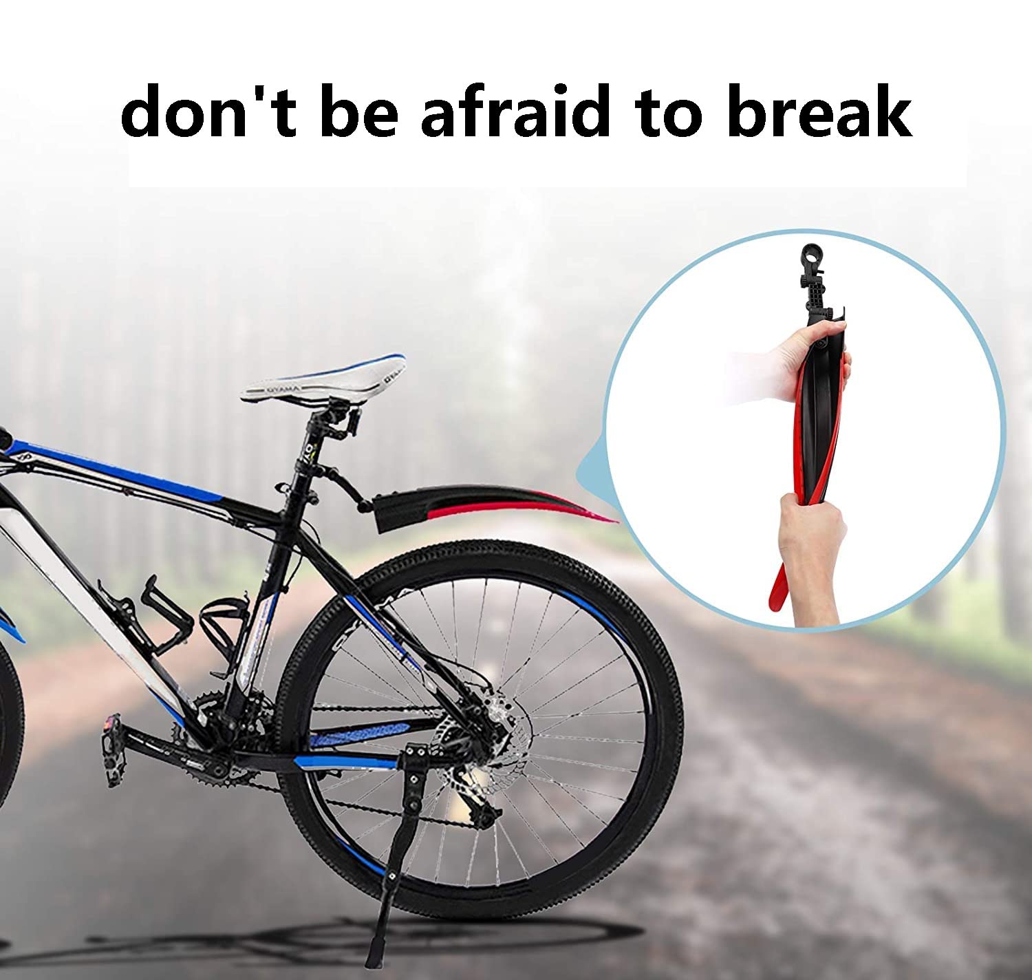 Fat-Cattie Adjustable Road Mountain Bike Bicycle Cycling Tire Front/Rear Mud Guards Mudguard Fenders Set (Blue)