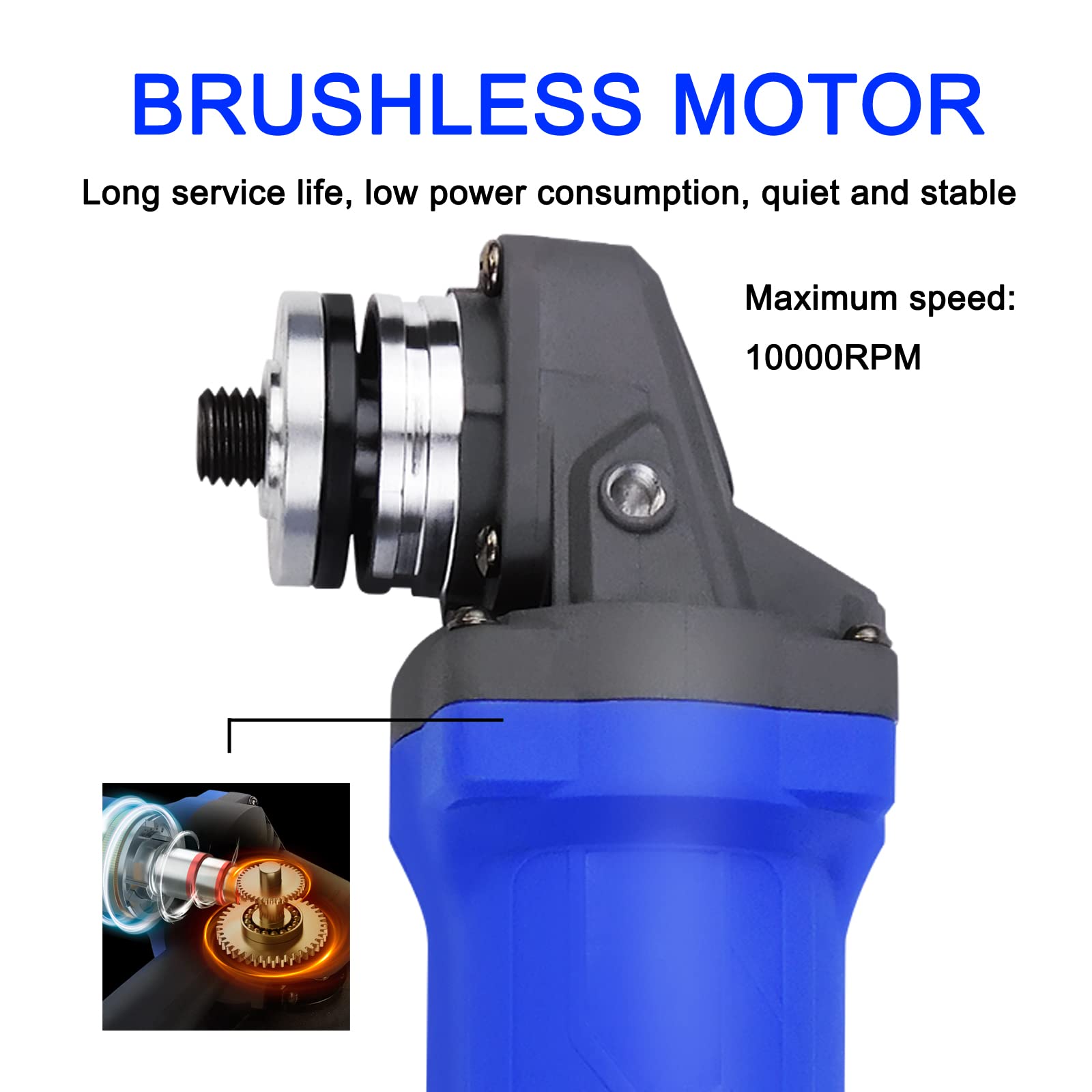 Cordless Angle Grinder, 115mm (4.5 Inch) with 6.0Ah Battery and Charger - 21V Disc Battery Grinder for Cutting, Grinding and Polishing, Brushless Power Tool Set, with Storage Bag