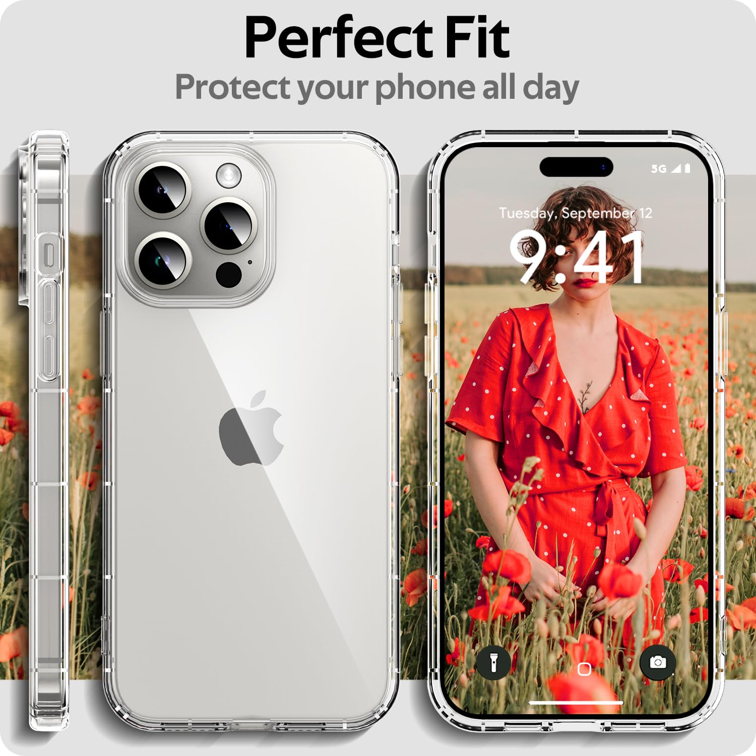 Clear Case for iPhone 15 Pro Max Aeska Ultra [Slim Thin] Flexible Scratch Resistant Transparent TPU Shockproof Gel Rubber Soft Silicone Protective Phone Case Cover for iPhone 15 Pro Max 6.7'' (Clear)
