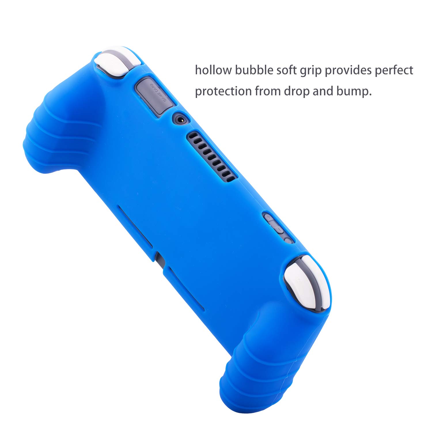 YoRHa Handle Grip Soft Silicone Rubber Protective Cover Case (Blue) x 1 for Nintendo Switch Lite [9.2019 Slim Model]